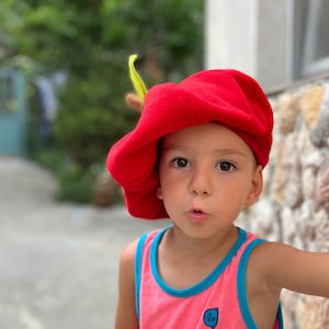 Red Apple Hat, Halloween Beret, Red Costume or Photography Prop, Apple ...