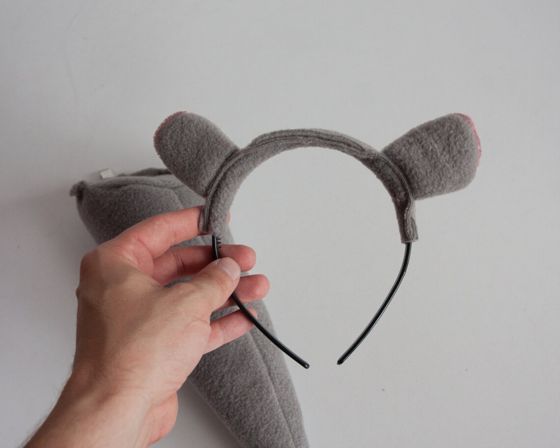 Hippo Ears Headband and Hippo Tail Set, Pygmy Hippo Soft Animal Tail ...