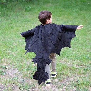 Black Dragon Costume With Wings, Kids Party Dragon Costume, Black Scaly ...