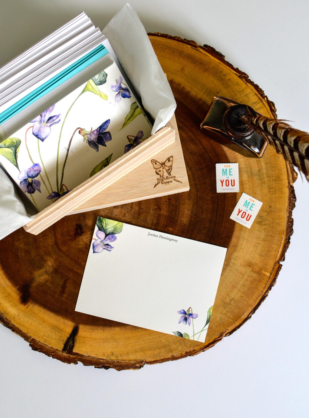 Personalized Stationery With Violets, February's Birth Month Flower, in ...