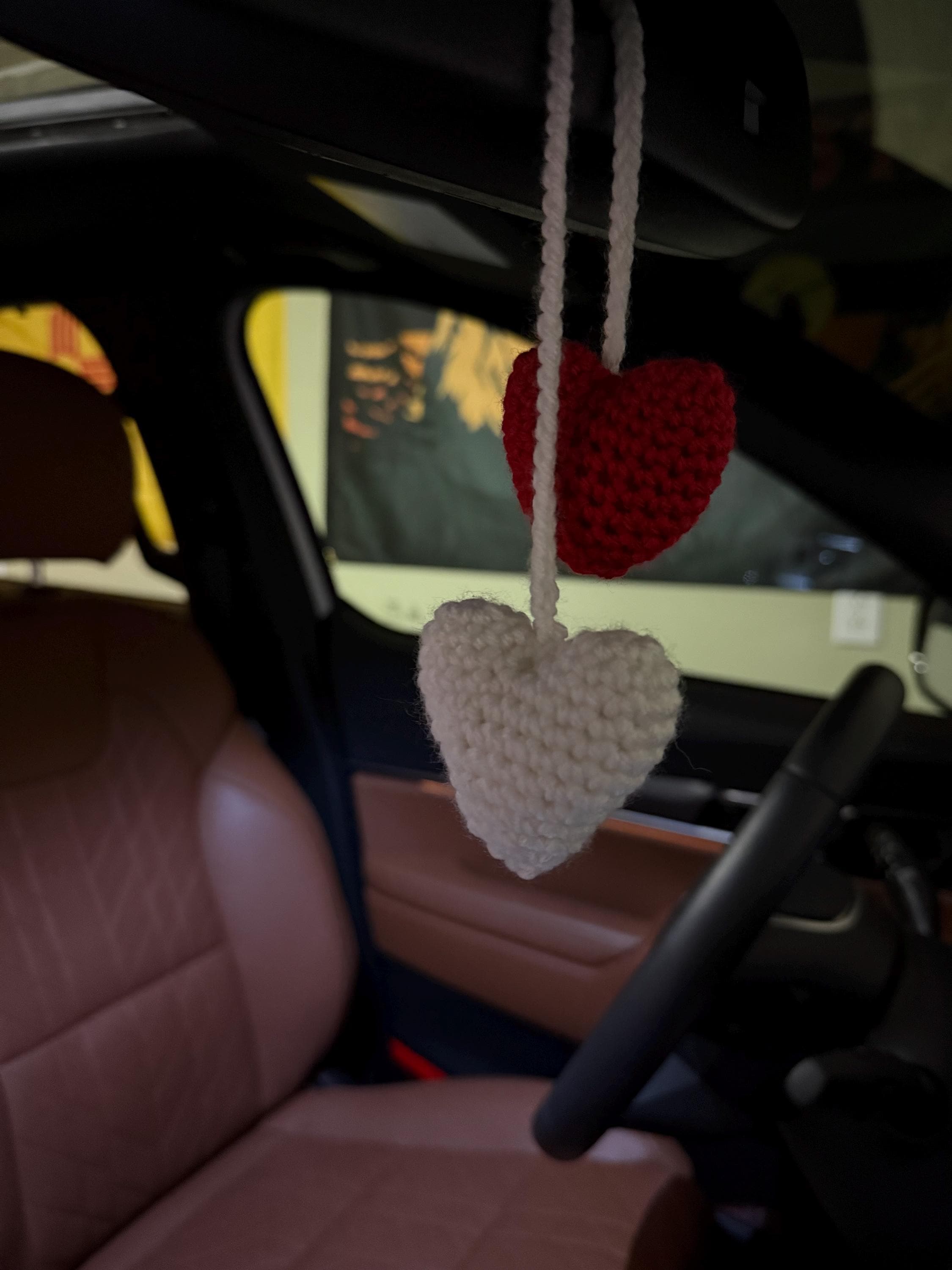 Crochet Heart Car Charm - Etsy