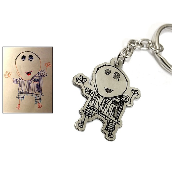 Kids Drawing Keychain - Etsy
