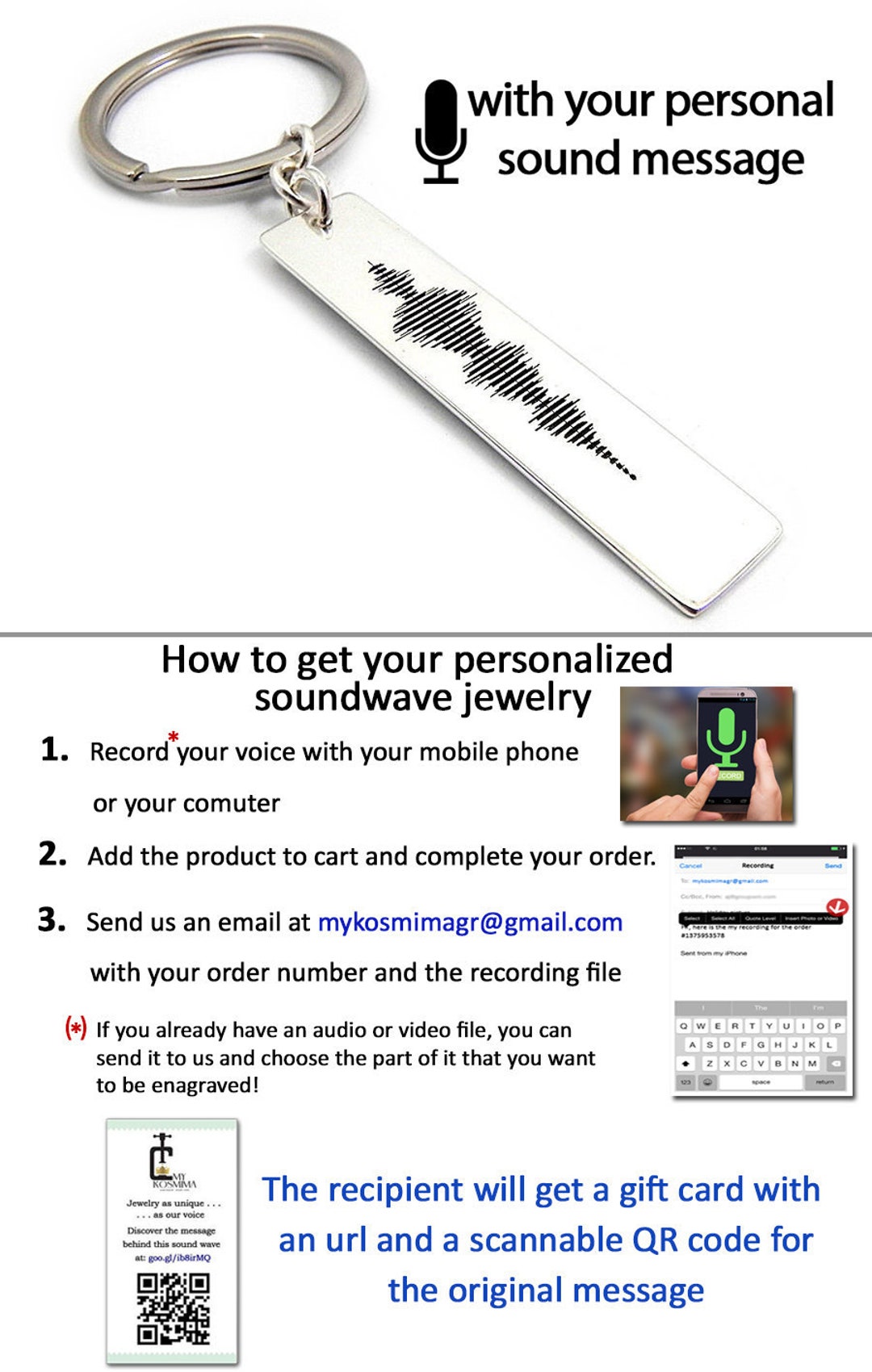 Personal Soundwave Keychain, Waveform Keychain, Custom Sound Wave ...