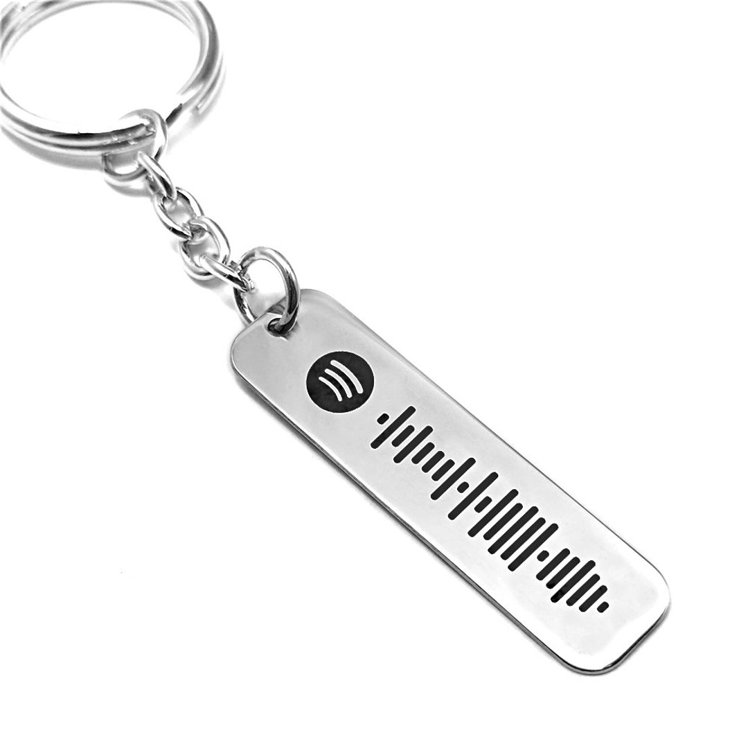 Keychain With Personalized Spotify Code Engraved on Sterling Silver ...