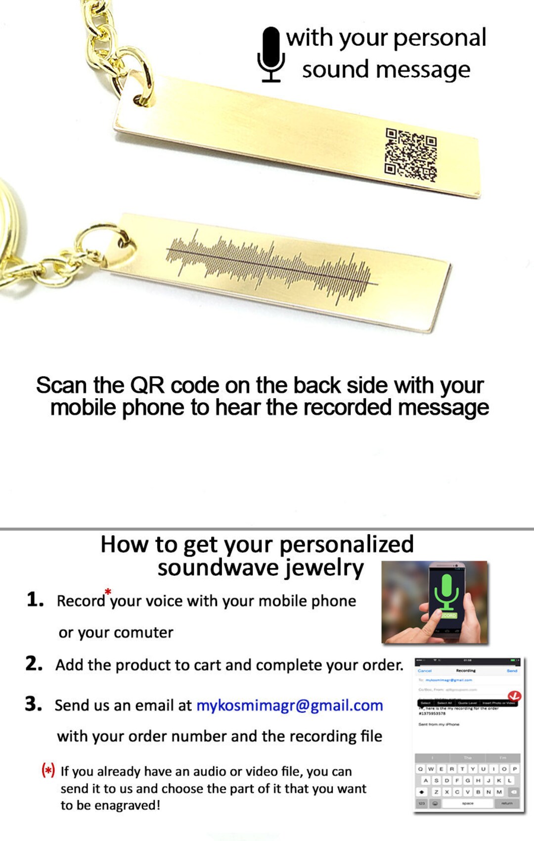 Brass Personal Soundwave Keychain, Brass Waveform Keychain, Custom ...