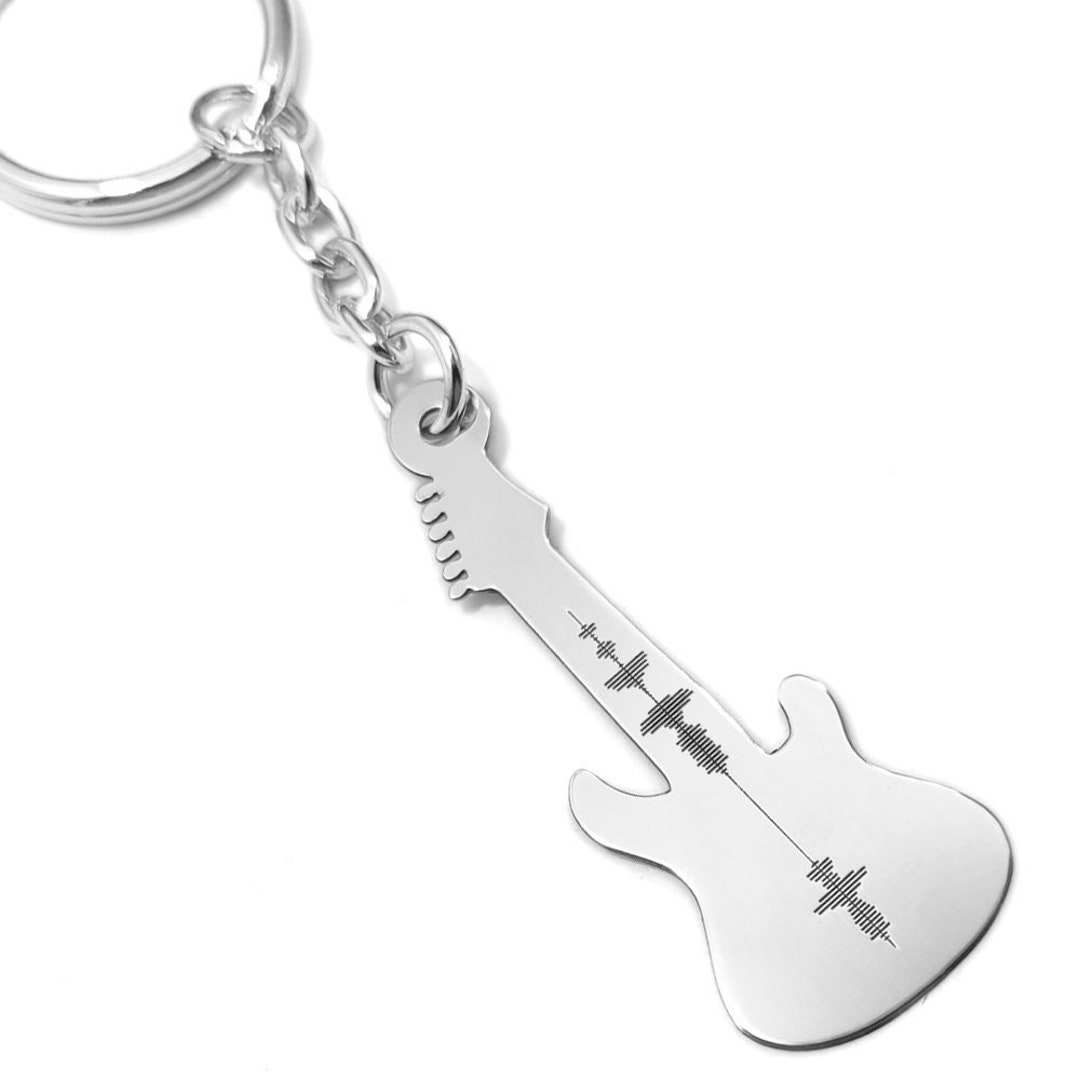 Sterling Silver Electric Guitar Keychain With Your Personal - Etsy