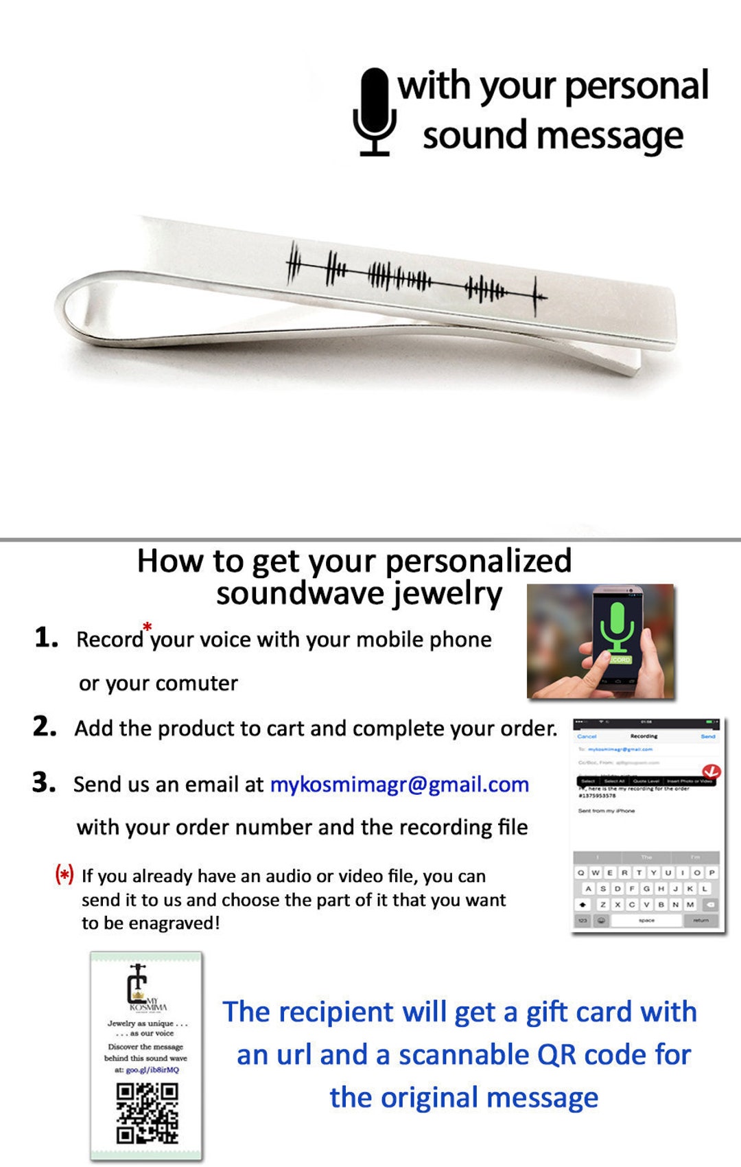 Personal Soundwave Tie Clip, Waveform Tie Clip, Custom Sound Wave ...