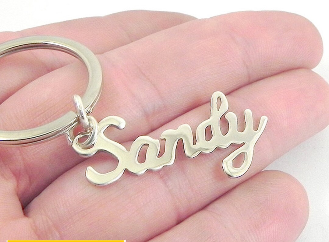 Sterling Silver Name Key Chain Name Keychain Signature Keychain