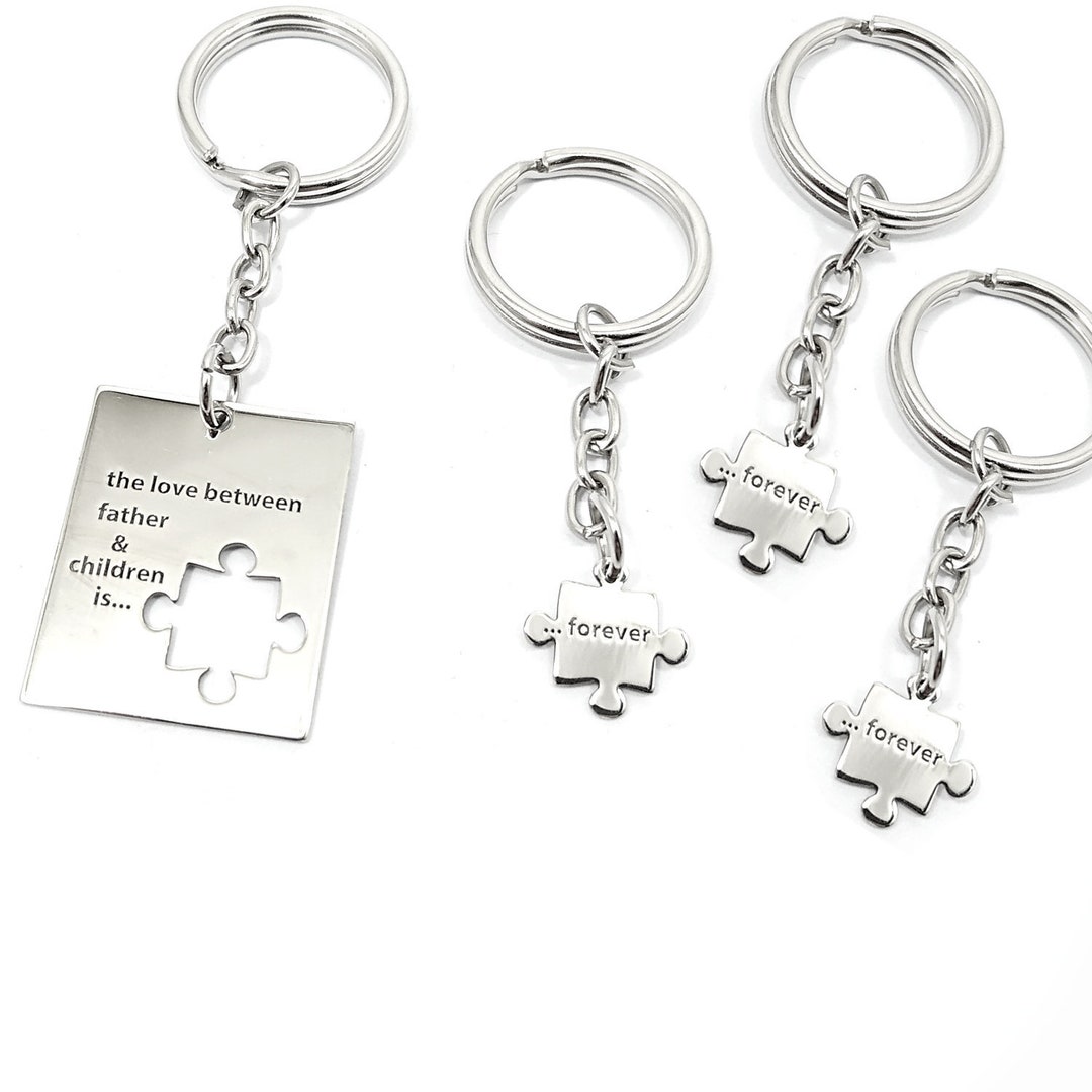 Puzzle Keychain Set, 4 Keychains Set, Matching Keychains, Father ...