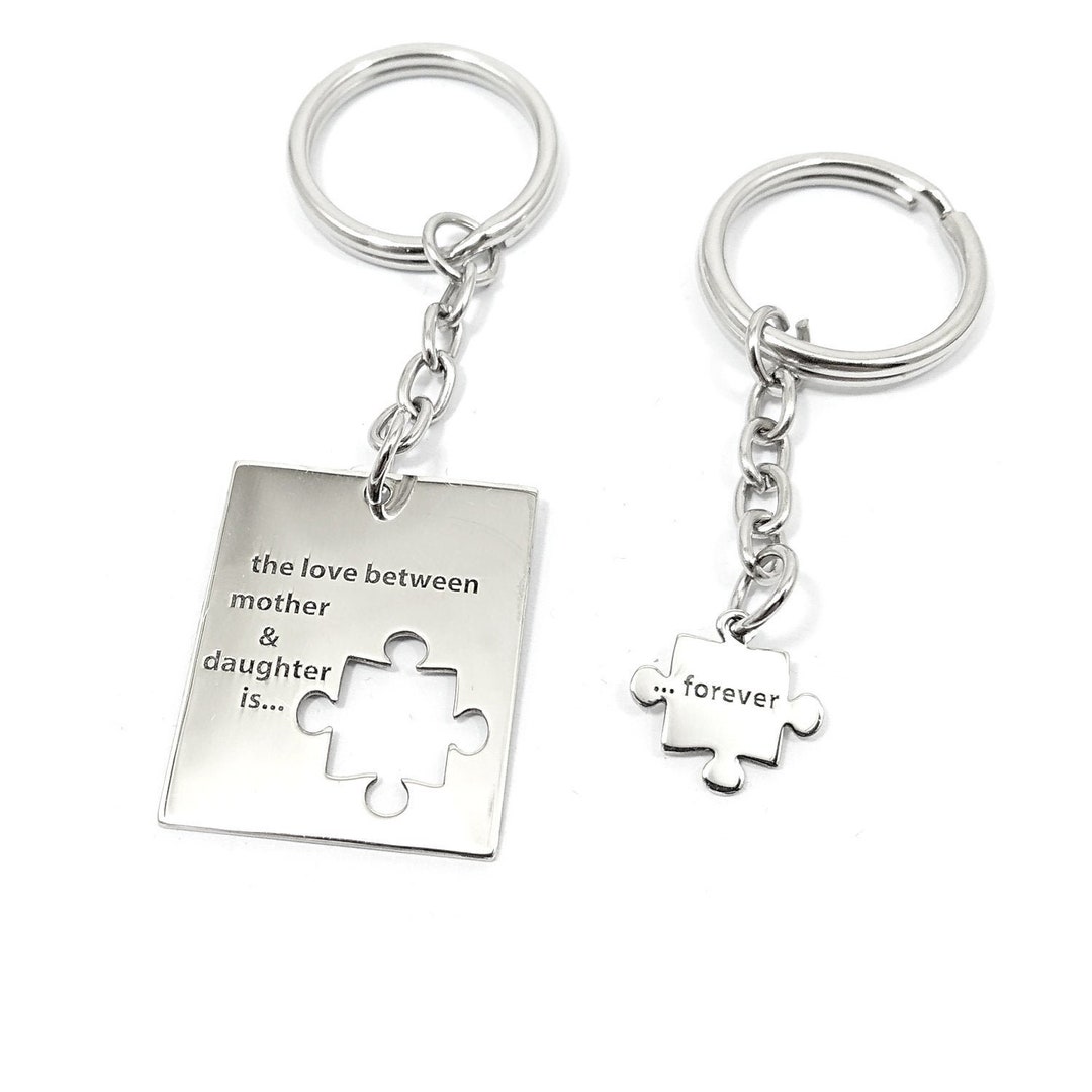 Puzzle Keychain Set, 2 Keychains Set, Matching Keychains, Mother ...