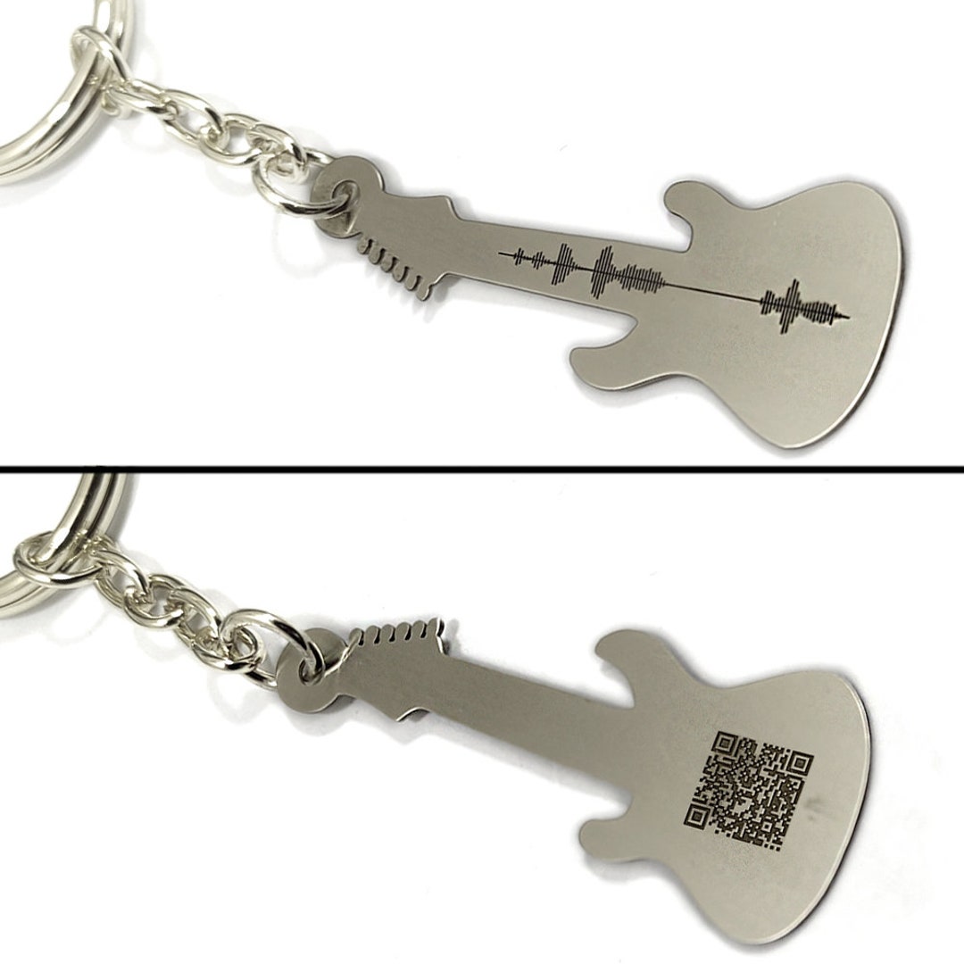 Nickel Silver Electric Guitar Keychain With Your Personal Message ...