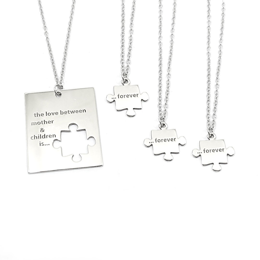 Puzzle Necklace Set, 4 Necklaces Set, Matching Necklaces, Mother ...