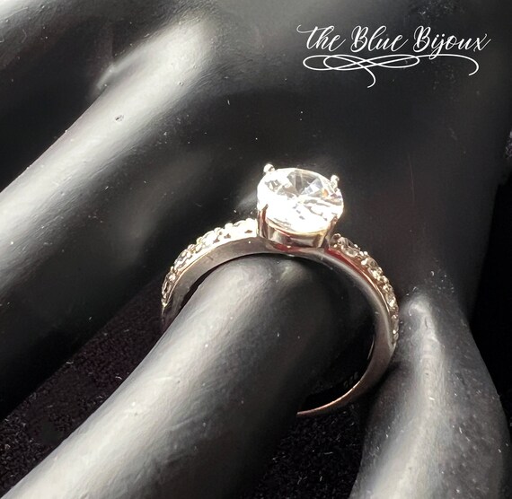 Oval CZ Sterling Engagement Ring | Silver Ring | Clas… - Gem