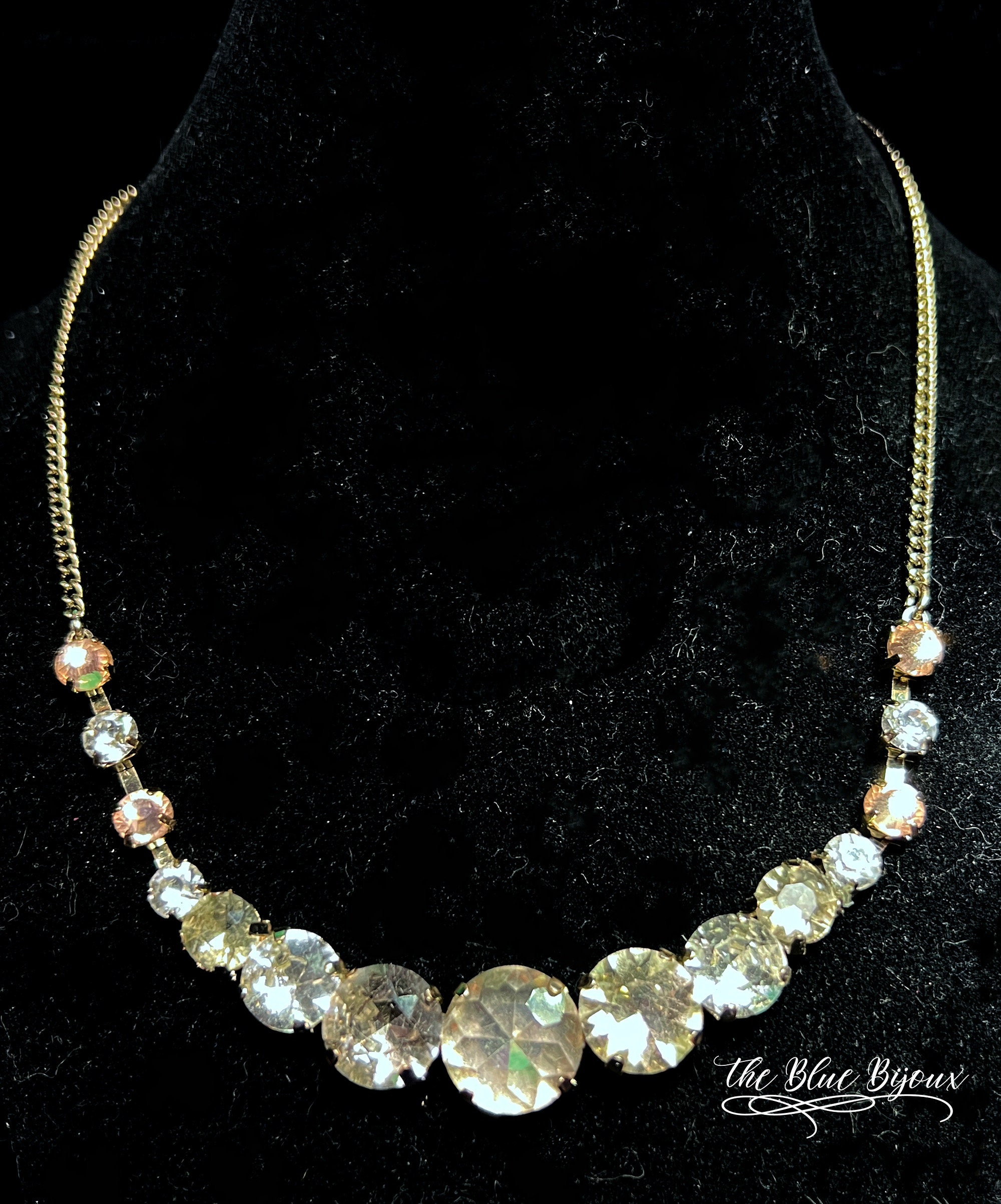 Vintage Rhinestone Necklace Graduated Rhinestone Necklace - Etsy