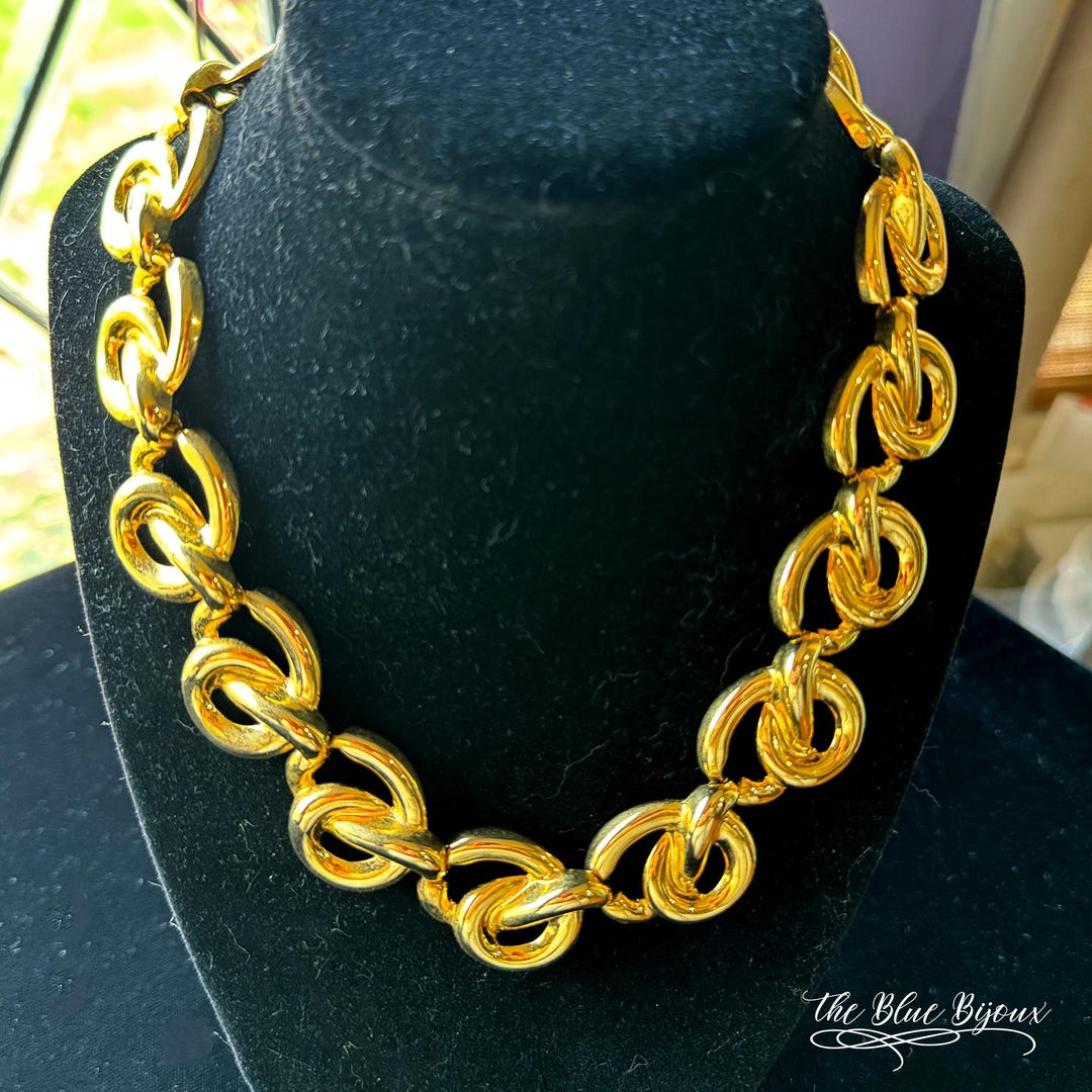Vintage 80s Chunky Knot Link Gold Toned Choker - Etsy