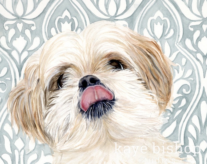 Shih Tzu Painting, Animal Art, Shih Tzu Painting, Shih Tzu Watercolor ...