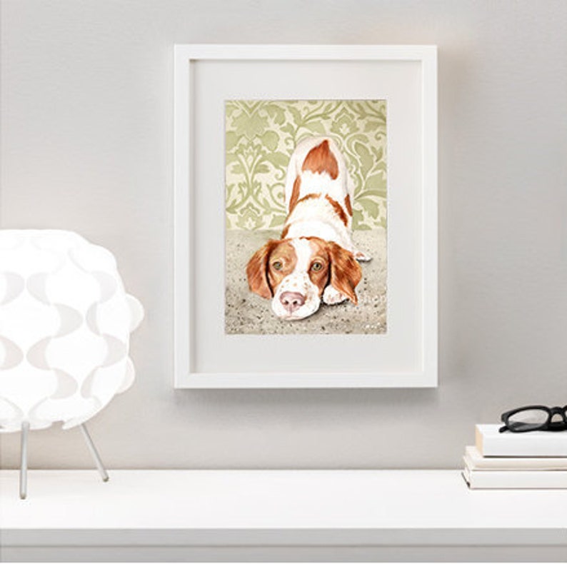 Brittany Spaniel Watercolor Painting Brittany Spaniel - Etsy