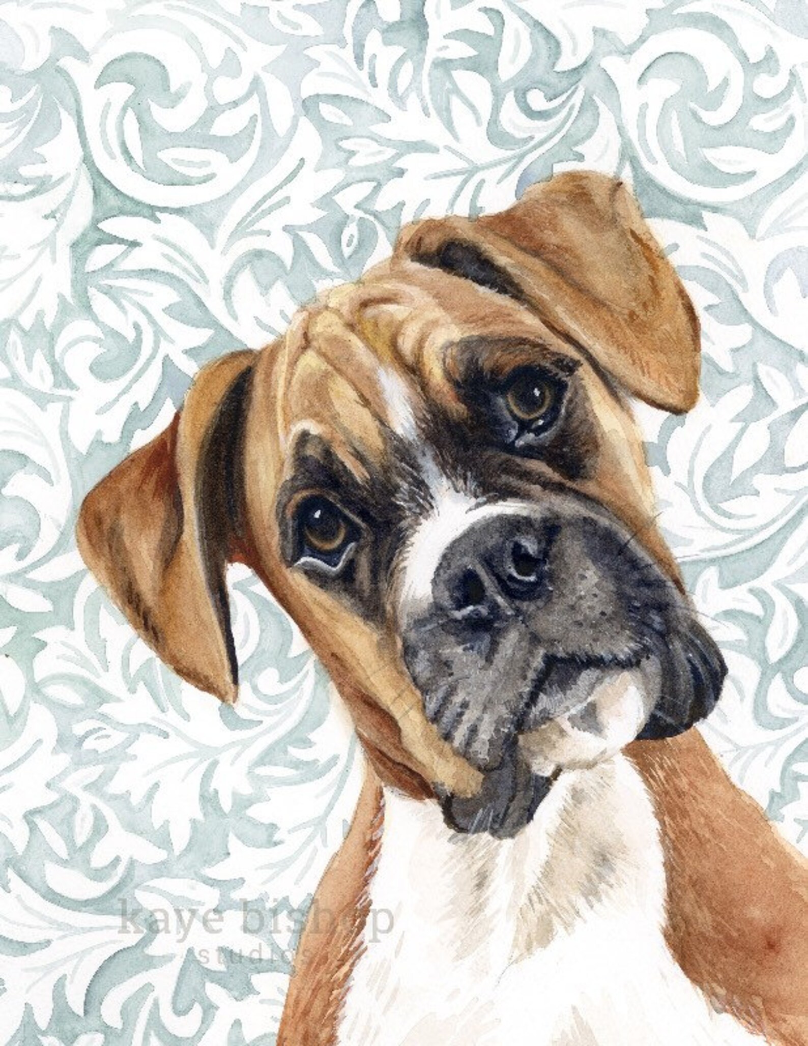 Boxer Watercolor Painting Animal Art Boxer Painting Boxer - Etsy