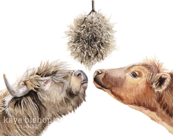 Two Cow Watercolor Painting Cow Face Animal Cow Art - Etsy