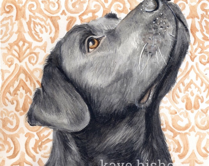 Black Lab Painting, Black Lab Painting, Black Lab Watercolor, Black Lab ...