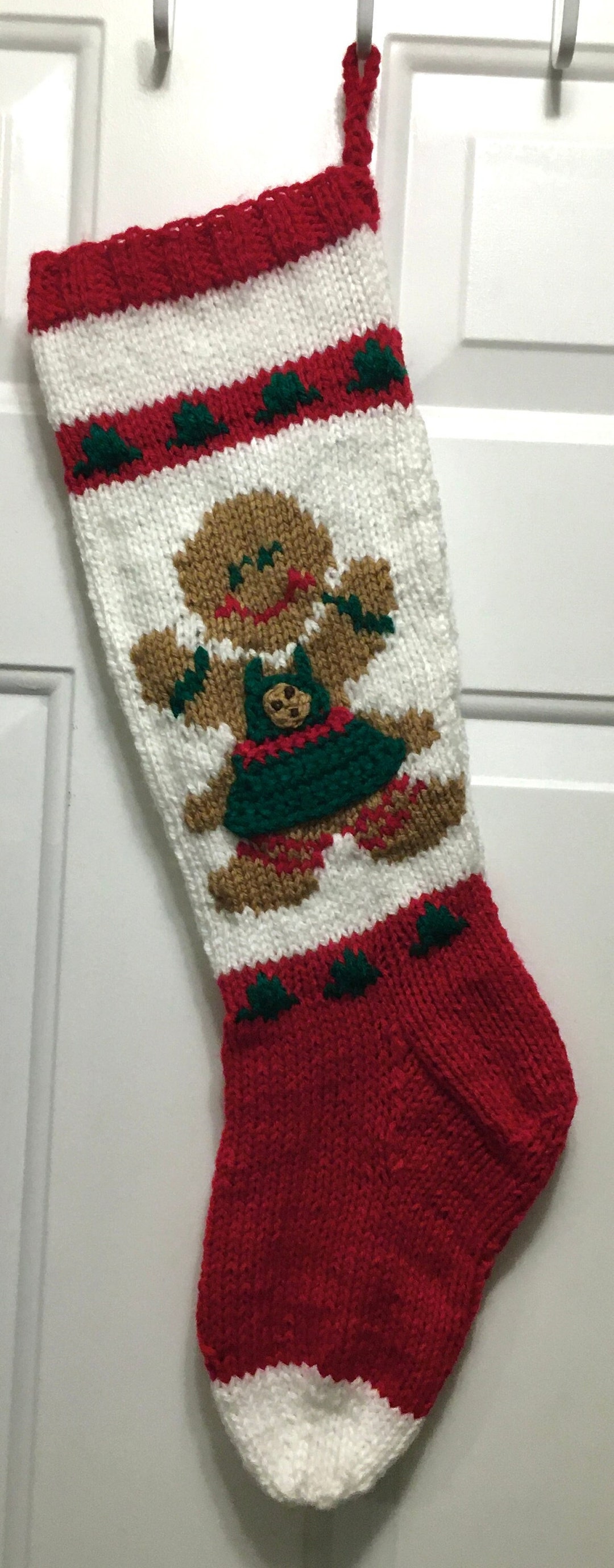 Hand-knitted Christmas Stocking: Gingerbread Girl With Cookie Apron - Etsy