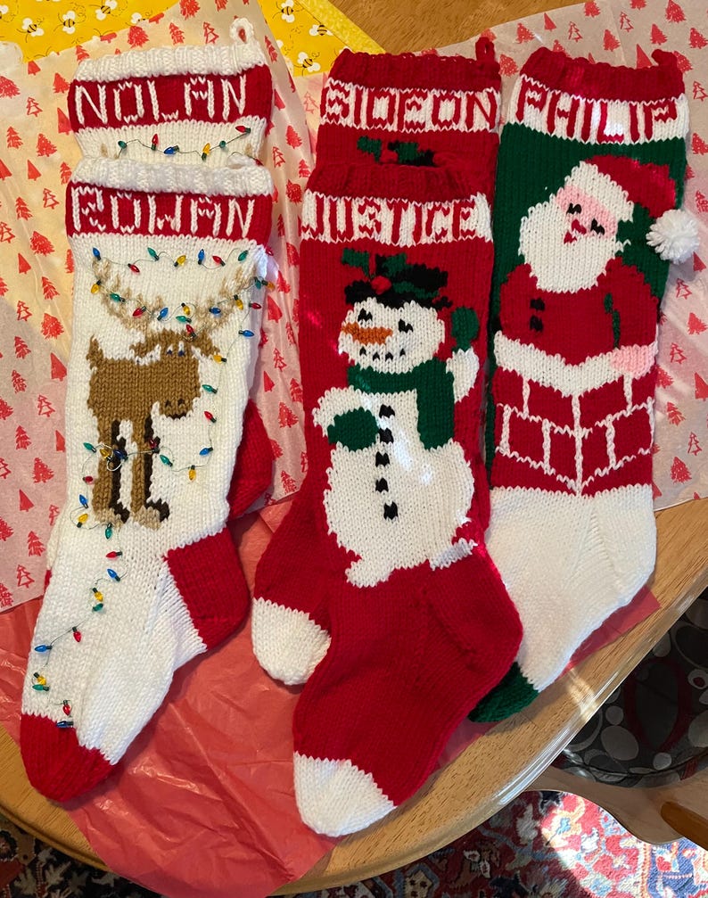 Moose Tangled up in Lights Hand Knitted Christmas Stocking - Etsy