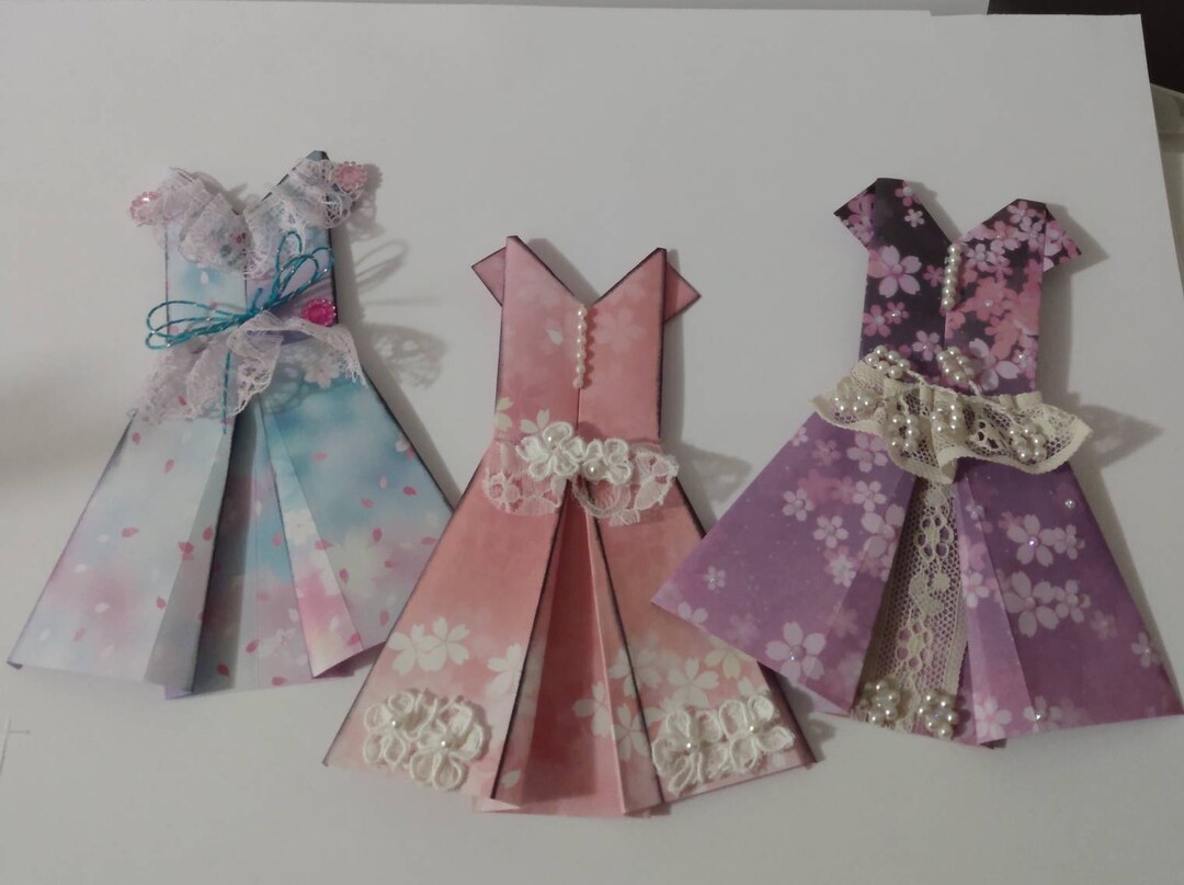 Origami Paperclip Dress: Floral Junk Journal Bookmark (set of 3) - Etsy