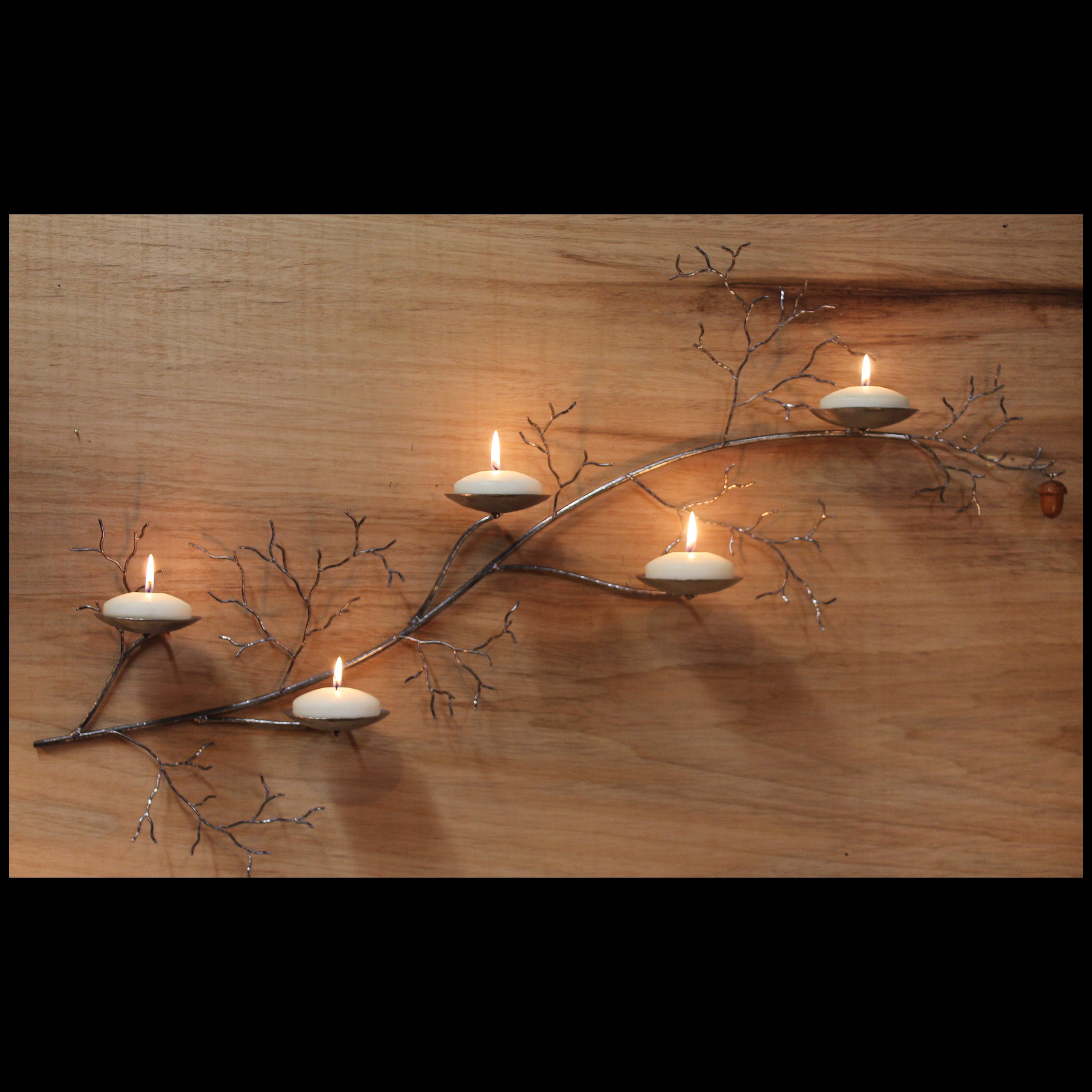 36 Inch Long Right Hand Metal Tree Branch Sculpture Wall Sconce With ...