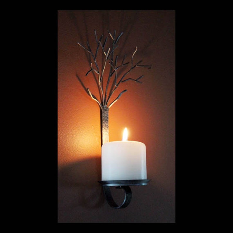 Metal tree sclupture candle wall sconce | Etsy