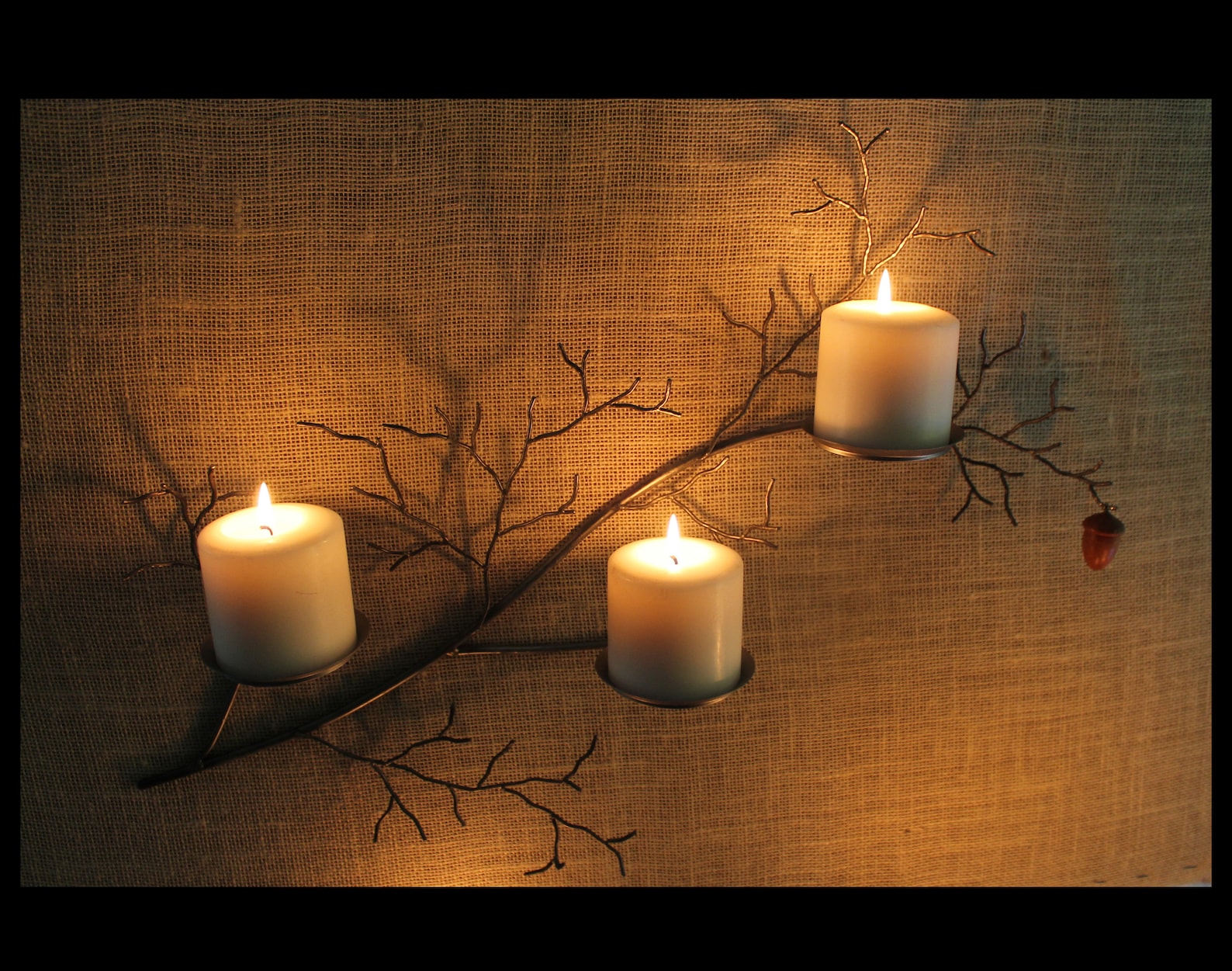 Matching Pair of Metal Tree Branch Sculpture Wall Sconce With Hand ...