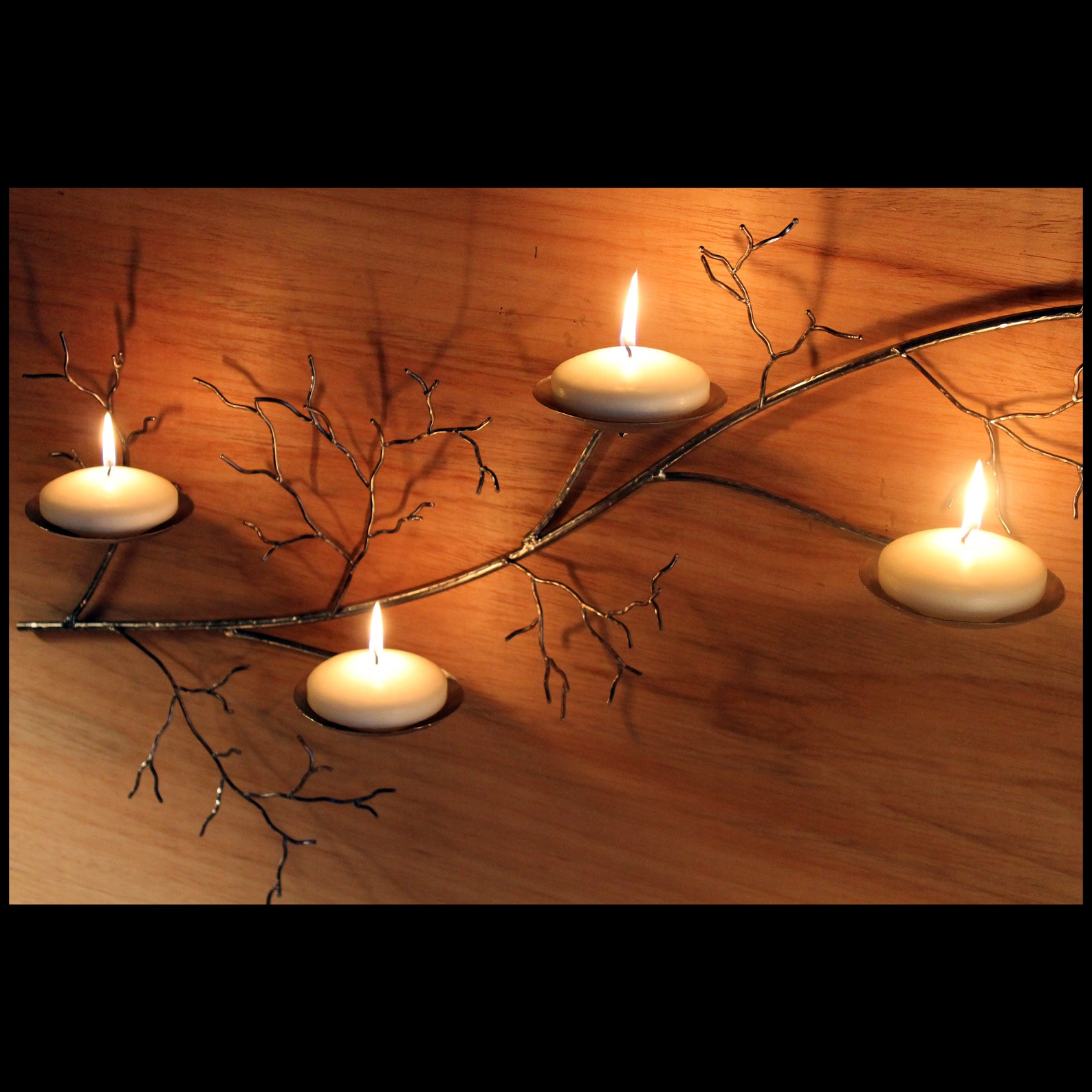 36 Inch Long Right Hand Metal Tree Branch Sculpture Wall Sconce With ...