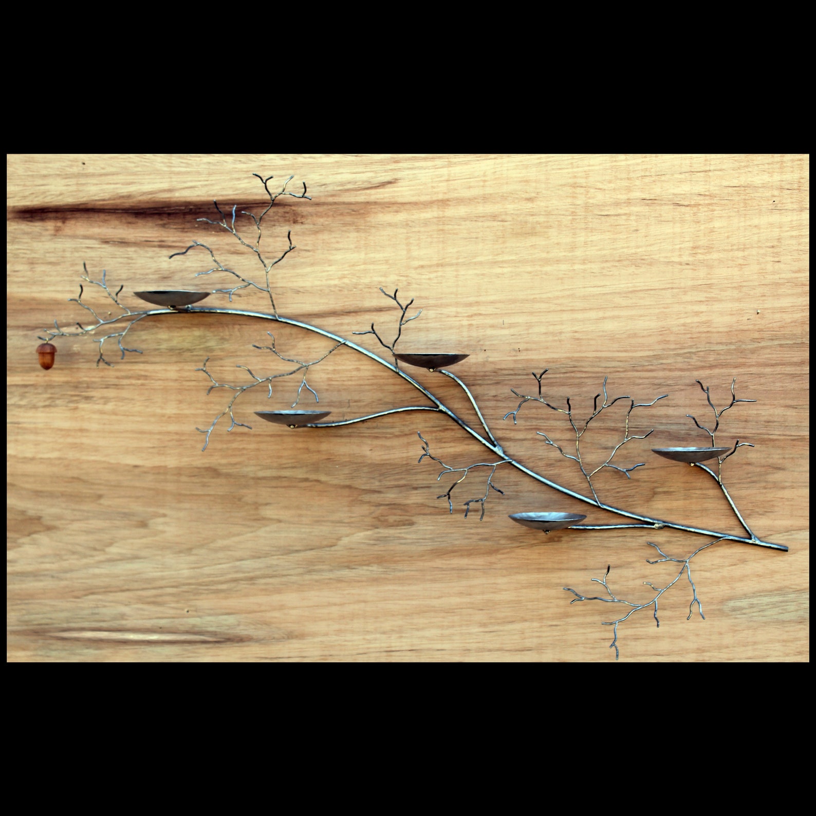 36 Inch Long Left Hand Metal Tree Branch Sculpture Wall Sconce With ...