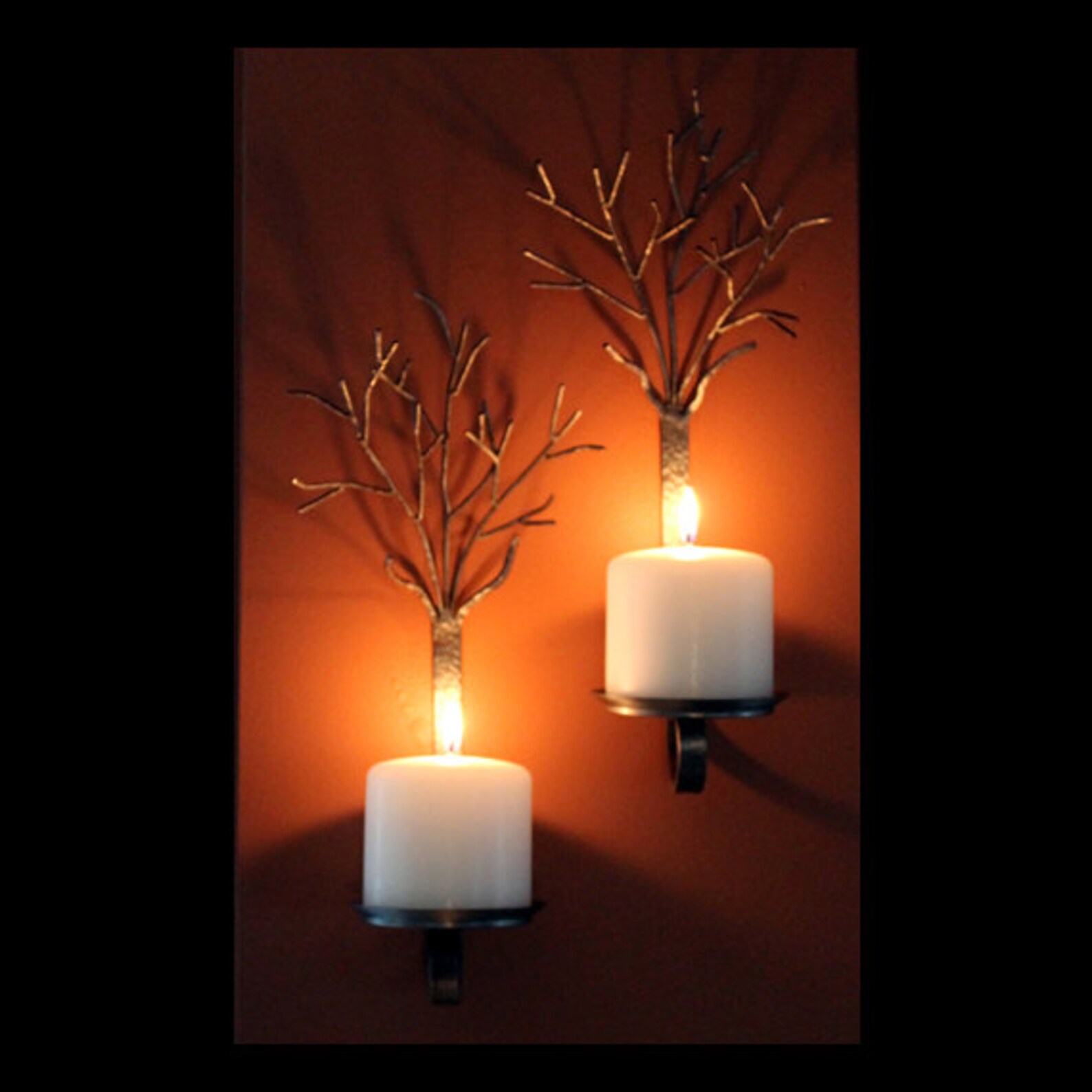 Pair of Metal Tree Sclupture Candle Wall Sconces - Etsy