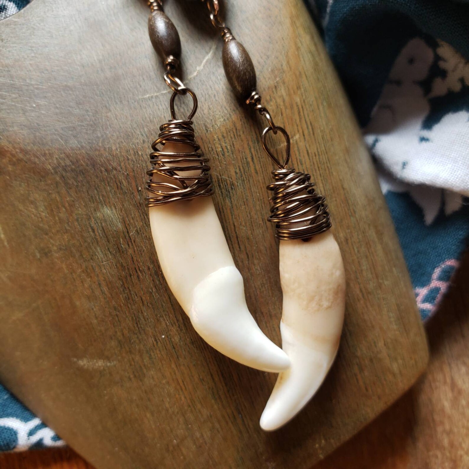 Bohemian Hippie Boho Coyote Teeth Wired Rustic Tribal Ethnic Earrings ...