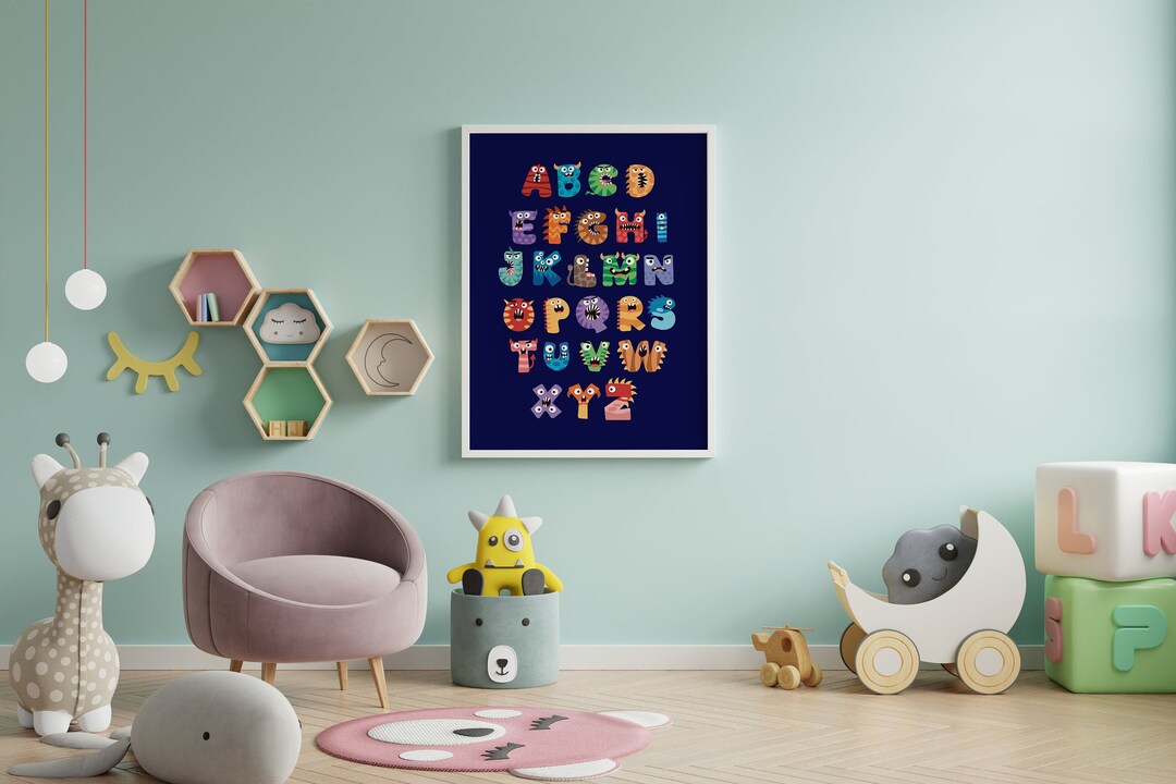 Monster Alphabet Print, Nursery Wall Art, Alphabet Monster Decor ...