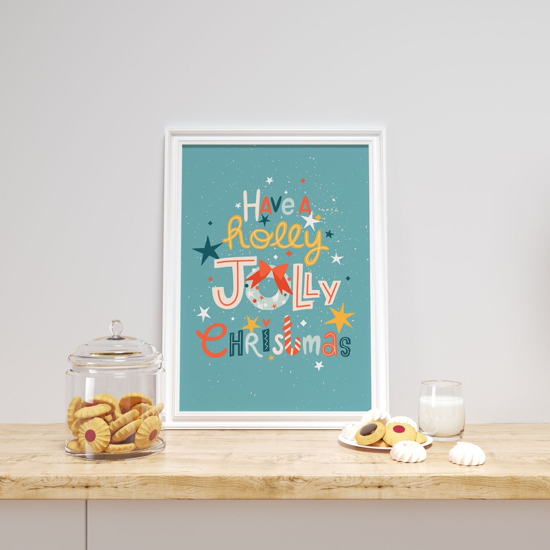 Holly Jolly Christmas Sign, Christmas Decor, Christmas Calligraphy Sign ...