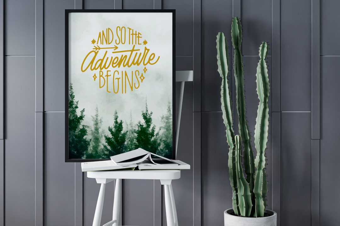 And so the Adventure Begins Sign, Home Decor, Calligraphy Sign ...