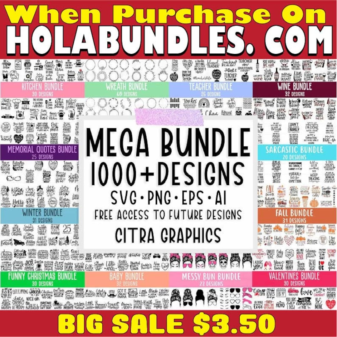 Mega SVG Bundle, T Shirt Designs SVG, Svg Files for Cricut, Silhouette ...