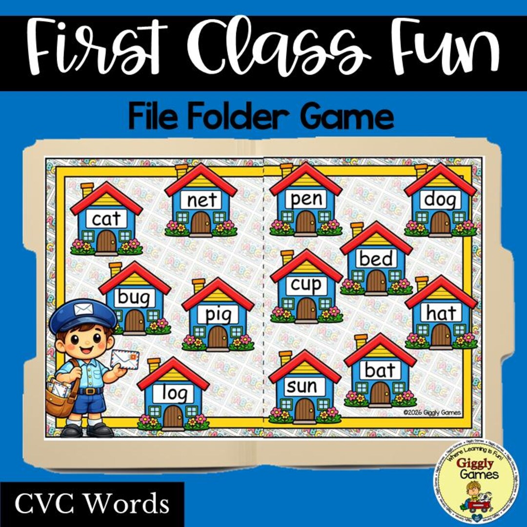 First Class Fun CVC Words File Folder Game Low Prep Phonics Center - Etsy