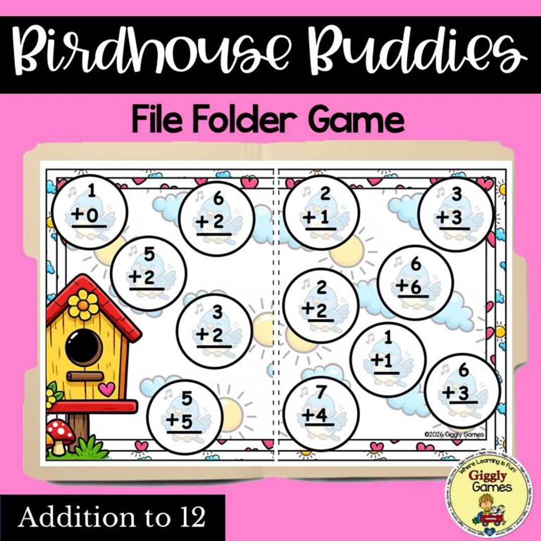 Birdhouse Buddies Addition to 12 File Folder Game Low Prep Math ...