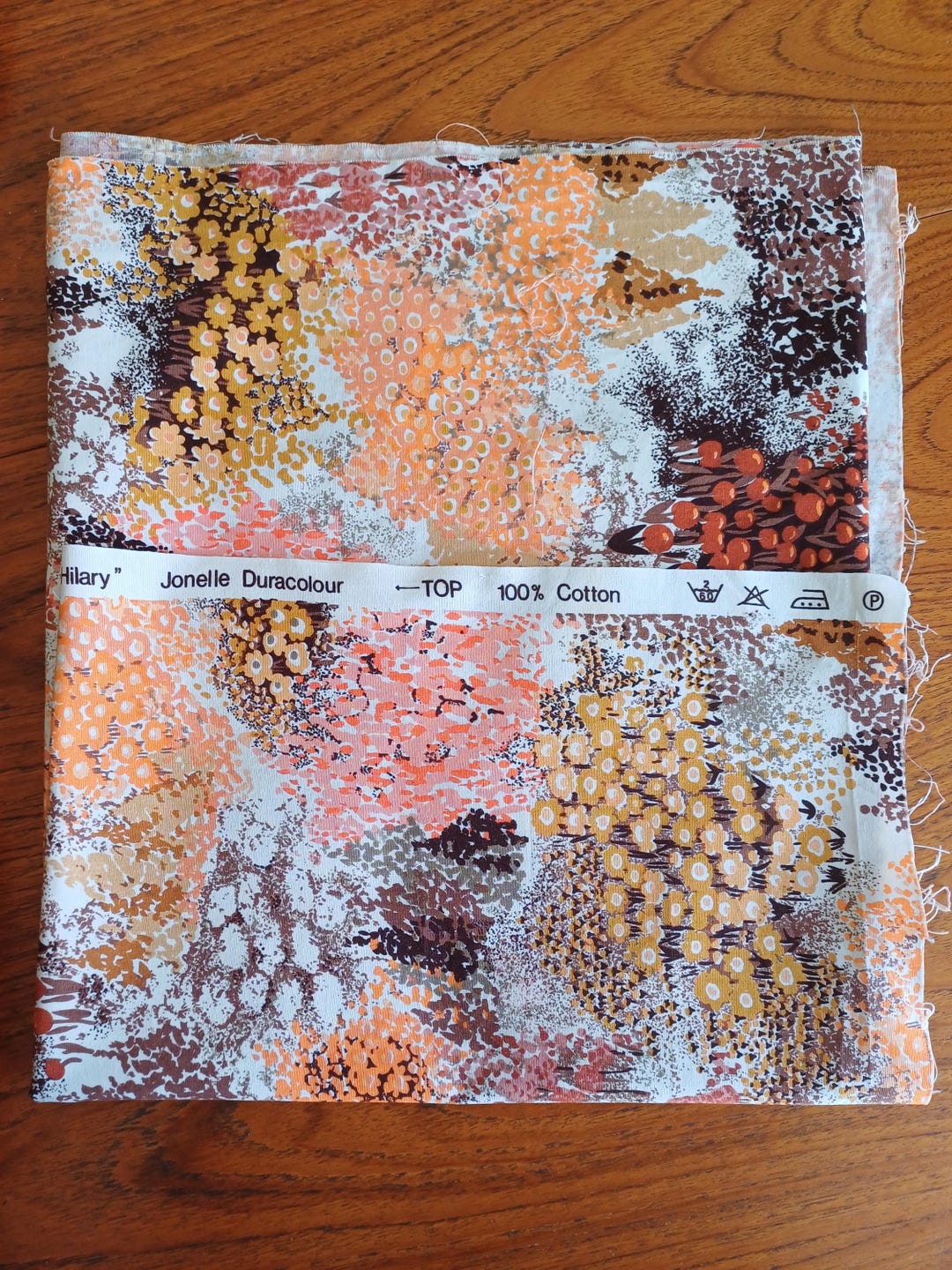 Vintage Jonelle 'hilary' Duracolour Retro Cotton Fabric Remnant 130cm X ...