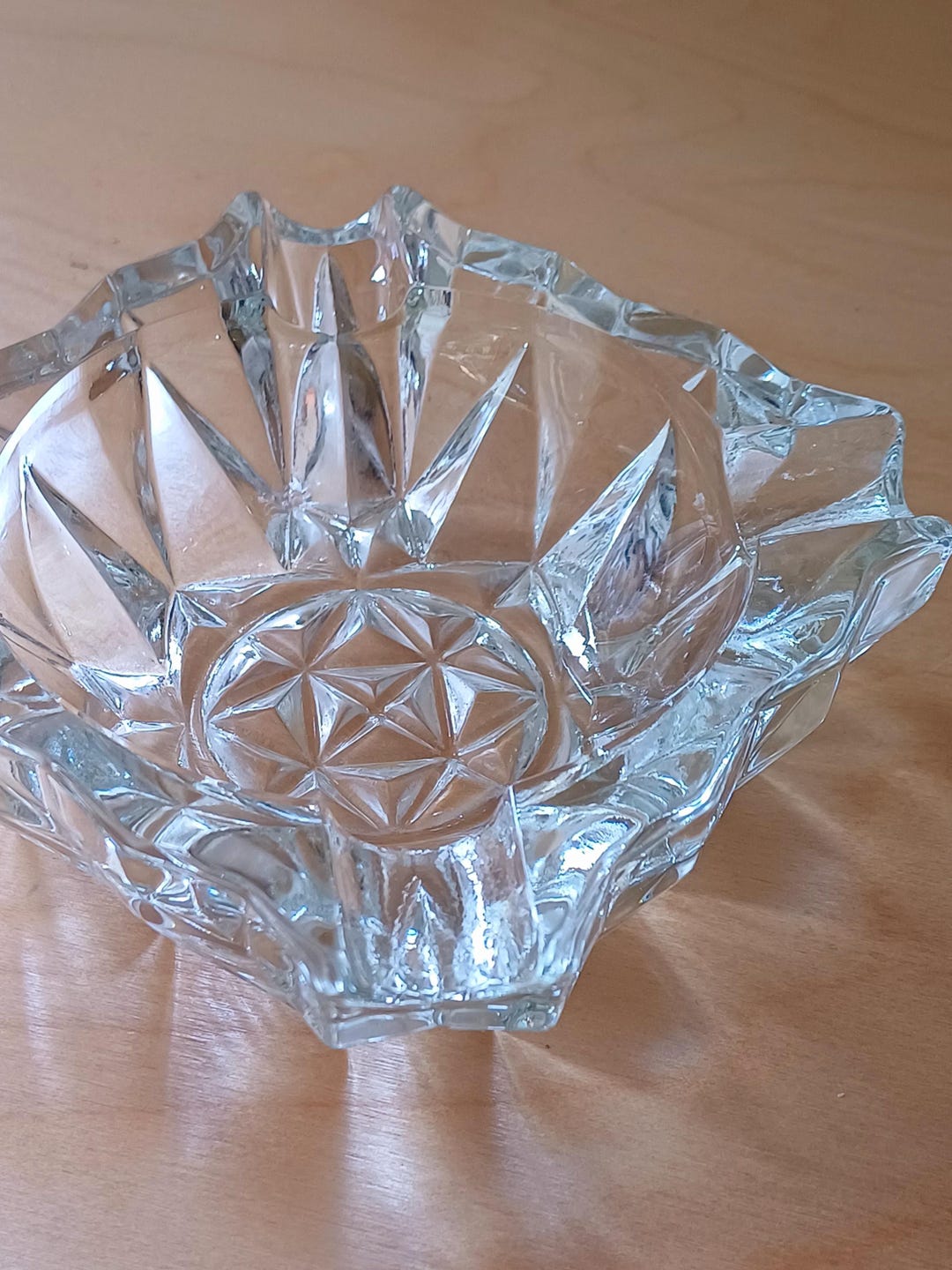 Vintage Moulded Glass Ashtray. Retro Mid Century 50s 60s Pressed Glass ...