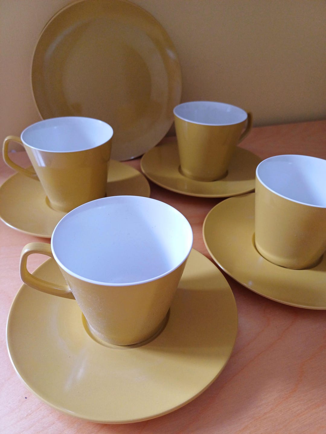 Retro 70s Melaware Olive Cups & Saucer, Bowls, Side + Dinner Plates ...