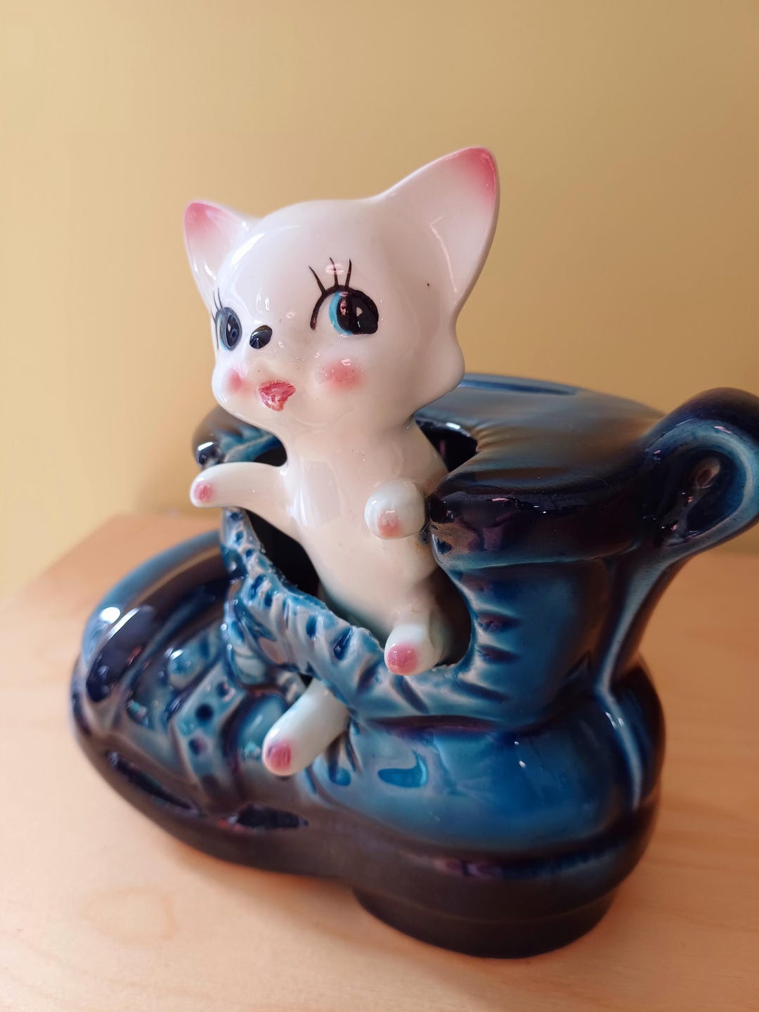 Retro Kitsch Cat Kitten Money Box, Vintage Japanese Ceramic Piggy Bank ...