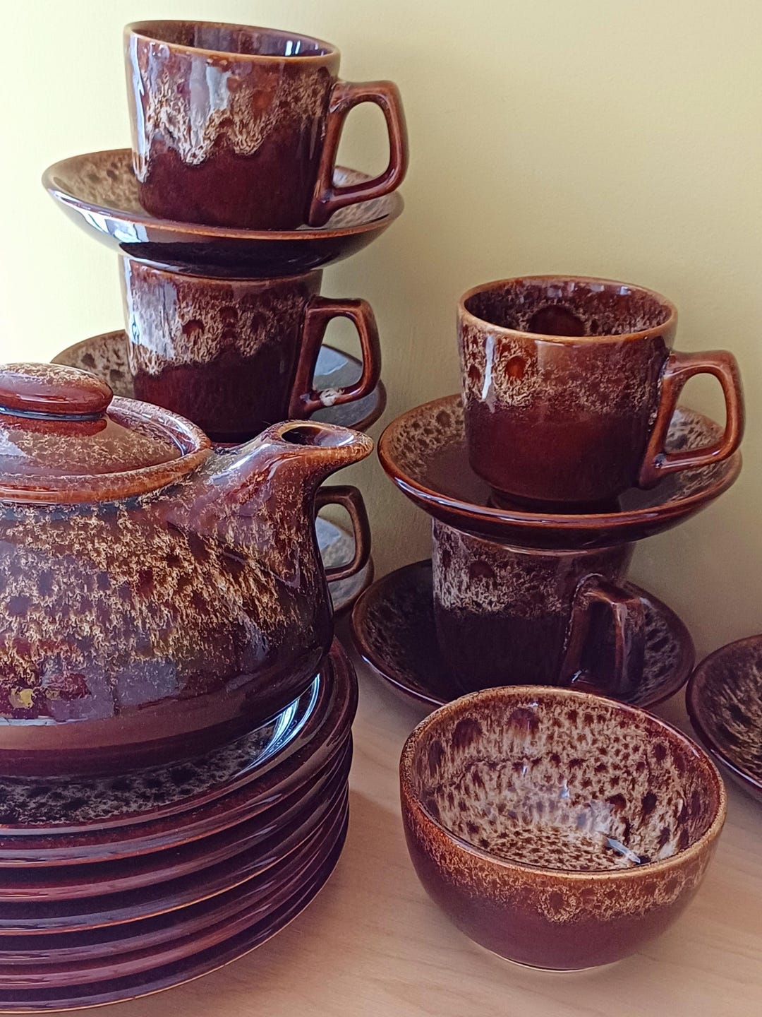 Vintage Fosters Honeycomb Glaze Tea Set: Retro Brown Cornishware - Etsy