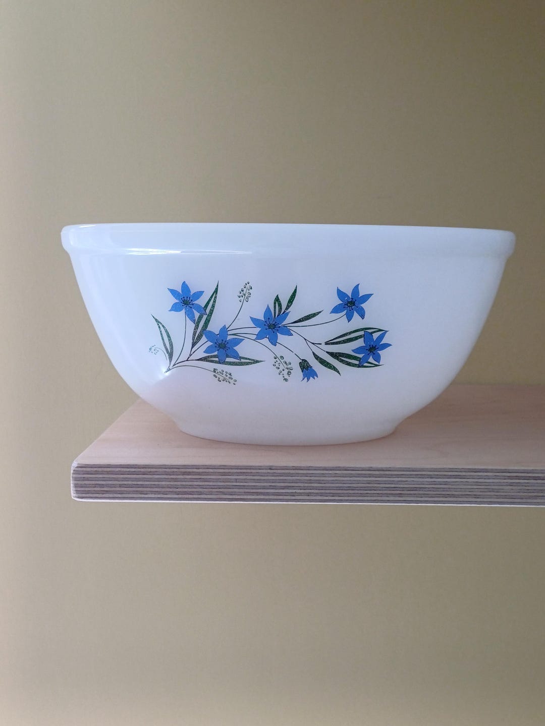 Vintage Phoenix Opalware Mixing Bowl Blue Flower Pattern - Etsy