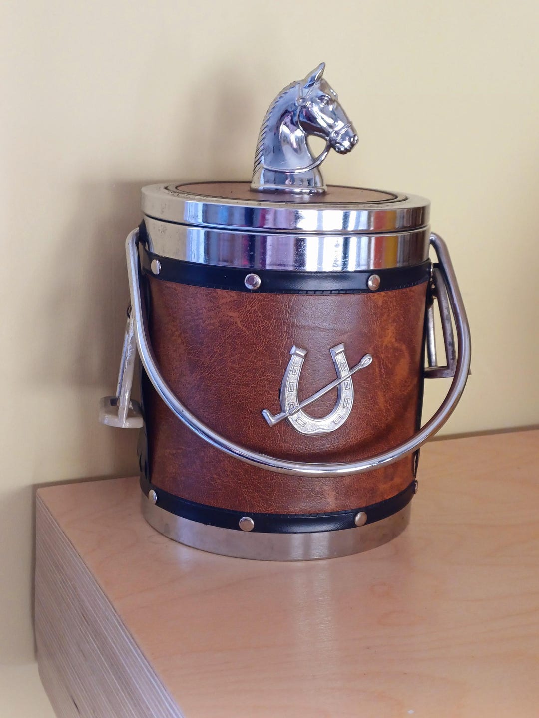 M H Hong Kong 70s Retro Horse Ice Bucket. Equestrian Vintage Ice Bucket ...
