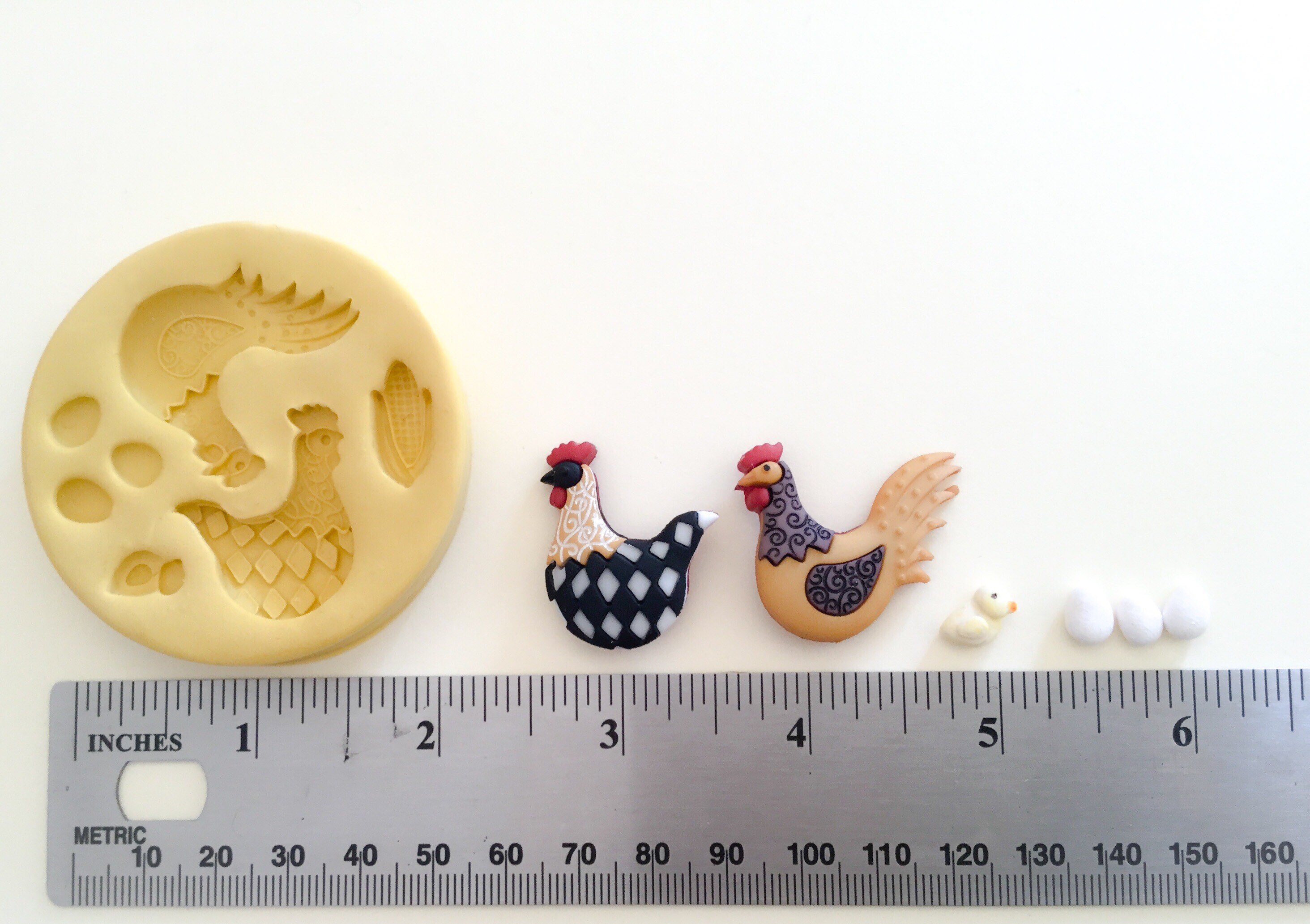 Chicken Farmhouse Silicone Mold With Chick, Eggs, and Corn - Hen, Farm ...