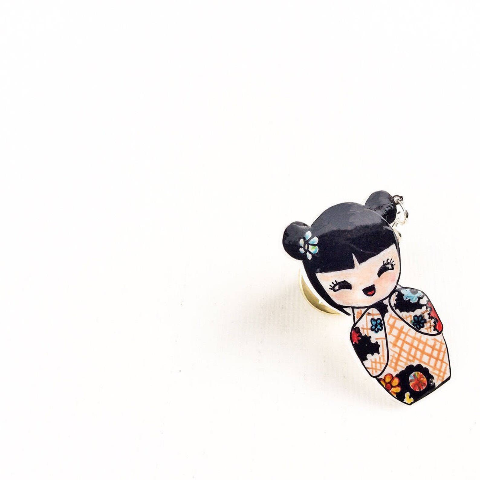 Cute Pins // Japanese Inspired Kokeshi Doll // Handmade Pin // Gift for ...