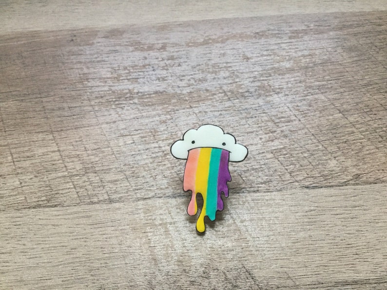Rainbow Pin, Cloud Throwing up Rainbows, Cute Pins, Fashion Pins - Etsy